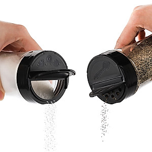 Lyellfe 16 Pack Plastic Spice Jar with Shaker Lid, 12 Oz Empty Seasoning Shaker Bottle, Flap Cap with Pour and Sifter Spice Shaker, Durable Refillable for Spice Top Rack, Herbs, Powder, Glitter