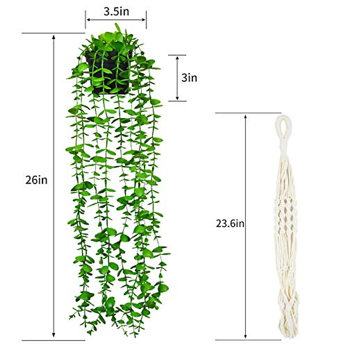 Artflower Artificial Hanging Eucalyptus Plants in Pots 2 Pack Fake Plastic Greenery Vines with Hanging Baskets for Home Shelve Indoor Outdoor Wall Wedding Garden Home Office Garland Decor