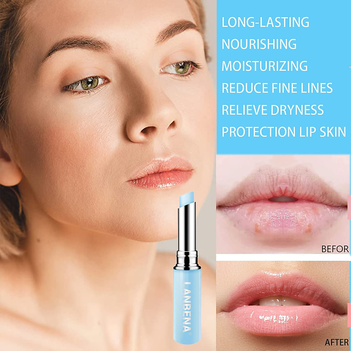 Hyaluronic Acid Lip Balm Long-lasting Moisturizing Nourishing Repair Lips Reduce Fine Lines Relieve Dryness Protect Lip Skin Natural Extract Lip Balm (New Packing)
