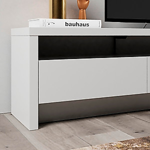 Manhattan Comfort Sylvan TV Stand with 3-Drawers with Open Shelving, 70.86 Inch, White Matte