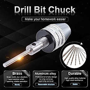 KATUR Keyless Drill Chuck Quick Change Adapter Converter 2.35mm Round Shank 0.3-3.4mm Clamping Range Drill Adapter Mini 3-Jaw Drill Chuck Screwdriver Adapter