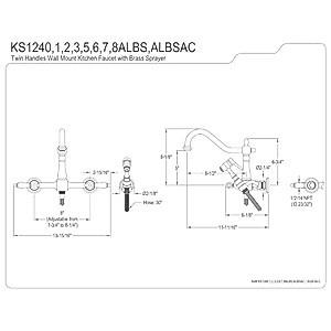 Kingston Brass KS1246ALBS Heritage Bridge Kitchen Faucet, Polished Nickel