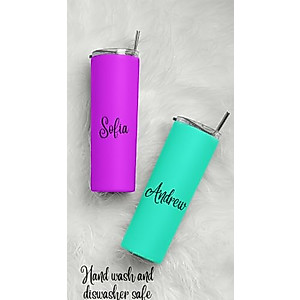Custom Name Tumbler – 20oz Stainless Steel Personalized Cup with Vinyl Name – Insulated Travel Mug with Lid – Gift for Her, Him, Teachers, Bridesmaids