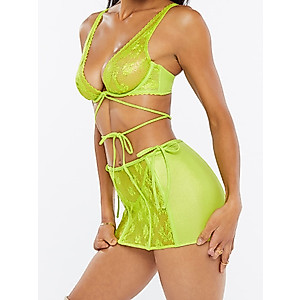 Savage X Fenty, Women's, Caged Lace Skirt, Fuji Apple Green, M