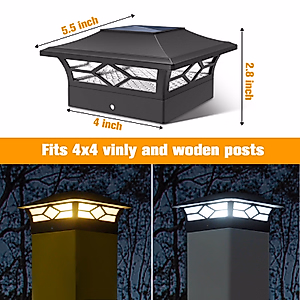 JOFIOS Solar Post Cap Lights Outdoor 12pack, Waterproof Solar Powered Deck Fence Post Lights for 4x4 Wood/Vinyl Posts, Solar Outdoor LED Light with Cool/Warm Lighting Decorate Garden Patio Porch…