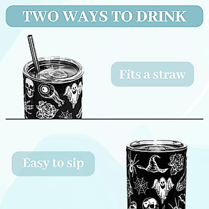 Black Goth Tumbler 20 Oz, Witch Goth Halloween Gifts for Women, Witchy Gothic Halloween Tumbler Coffee Mug Cup Water Bottle Drinking Cup for Cold or Hot Drinks, Halloween Goth Stuff Accessories Things