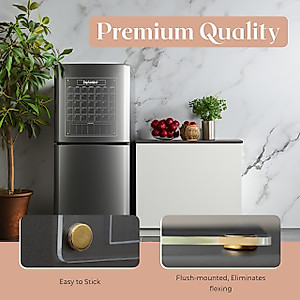 AJA House Acrylic Magnetic Fridge Calendar - Clear Refrigerator Dry Erase Board Calendar | Magnetic Monthly Grid And Weekly Planner Section | 15’’x17’’ Vertical Fridge Calendar | Gold Magnets