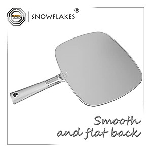 Snowflakes Large Hand Mirror with Handle-Hang Handheld Mirror Hairdresser Mirror.(Silver)