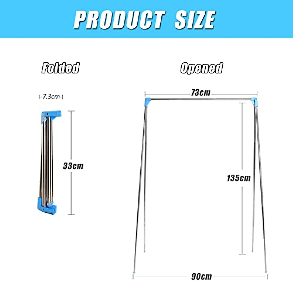 ND Portable Garment Rack for Hanging Clothes,Foldable Retractable Mini Drying Rack for Travel,Camping,Dance,Home