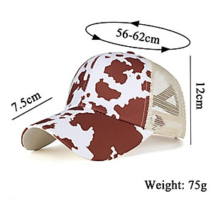 Womens Cow Print Baseball Cap Unisex Adjustable Baseball Hat Casual Cotton Sun Hats for Teen Girls