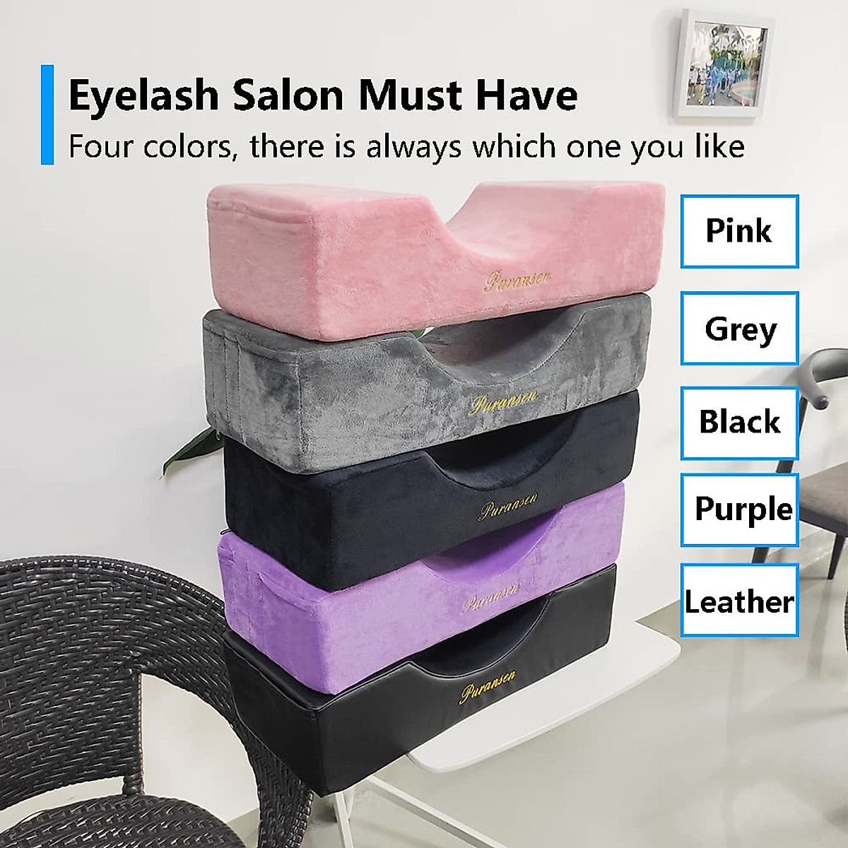 Puransen Lash Pillow for Lash Extensions - Comfortable Velvet Memory Foam Eyelash Pillow, Protect The Neck When Used for Lash Extension Grafting Make Up (Pink)