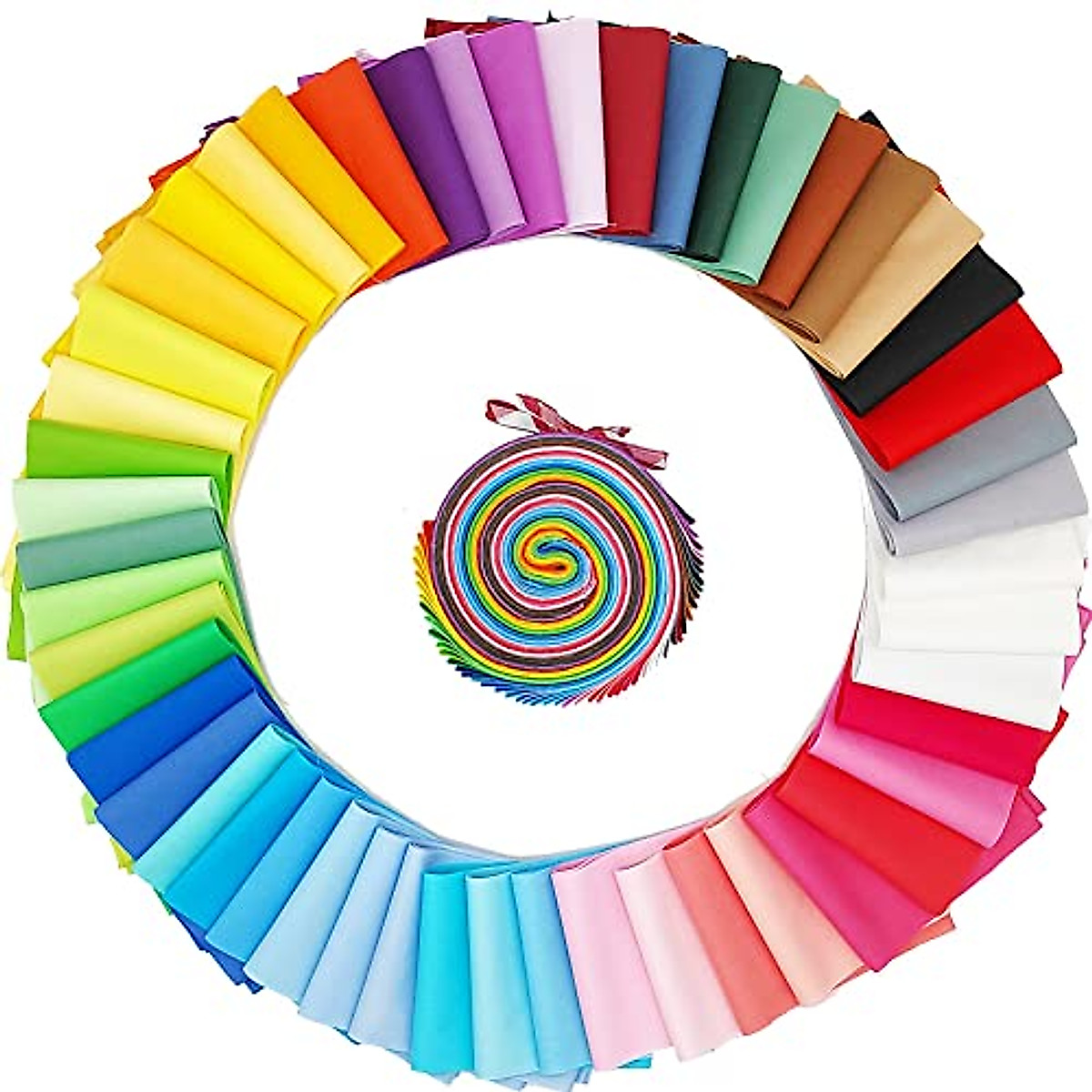 CJINZHI Jelly Rolls for Quilting, Jelly Roll Fabric, 50 Precut 3.94-Inch Roll Up Cotton Fabrics Strips with Solid Colors, Sewing Pattern Collection for DIY Craft.