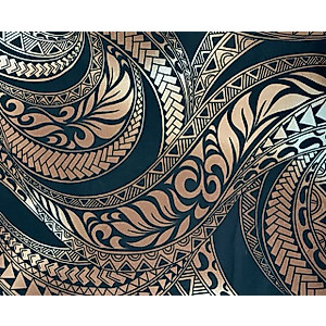 Originals by Hitomi Brown Swirly Tribal Hawaiian Print Fabric Sold by The Yard