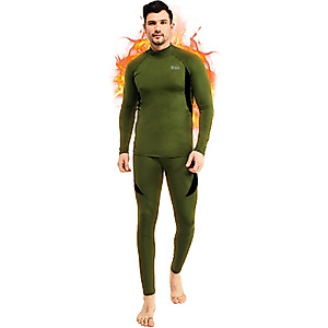 romision Turtle Neck Long Johns Thermal Underwear for Men Fleece Base Layer Cold Weather Top and Bottom Set Hunting Gear