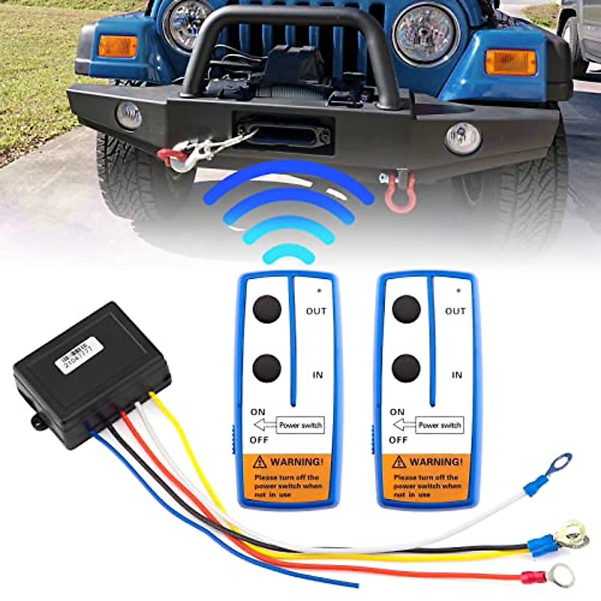 Wsays Wireless Winch Remote Control 100FT 12V Switch Handset Compatible with Most Brands of Recovery Blue with Twin Handset