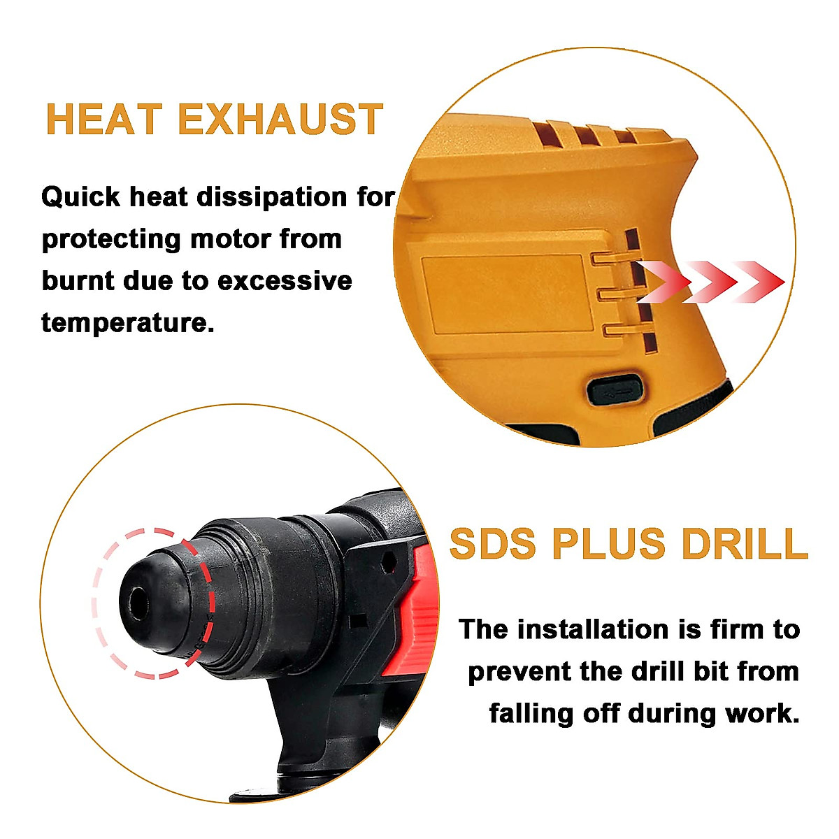 21V Cordless 3 in 1 Impact Wrench Electric Angle Grinder Rotary Hammer Drill 3Pcs Power Tool Combo Kits with 3.0ah Battery & Fast Charger,yellow