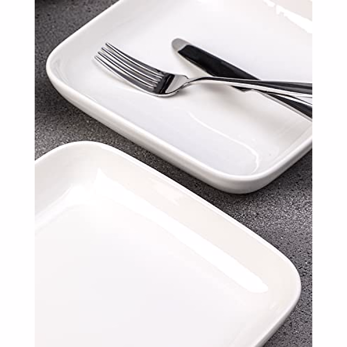 MALACASA Pasta Bowls 32 oz, Ceramic Pasta Bowl Large Salad Bowls Set of 4, Durable Porcelain 8 Inch Square Serving Dishes, Microwave, Oven, Dishwasher Safe, Series IVY