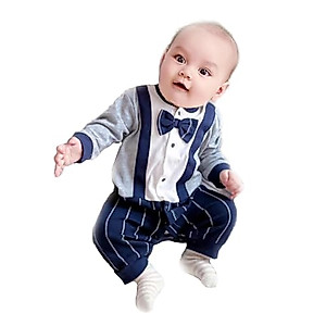 HAOHAOHUOZHE Baby Boy’s Gentleman Clothes Romper Jumpsuit Cotton Long Sleeve 6 Months