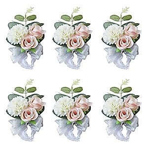 One Boat Wedding Bride Wrist Corsage Lace Wristband Corsage Bridesmaid Womens Wrist Corsage for Party Prom Homecoming,Set of 6