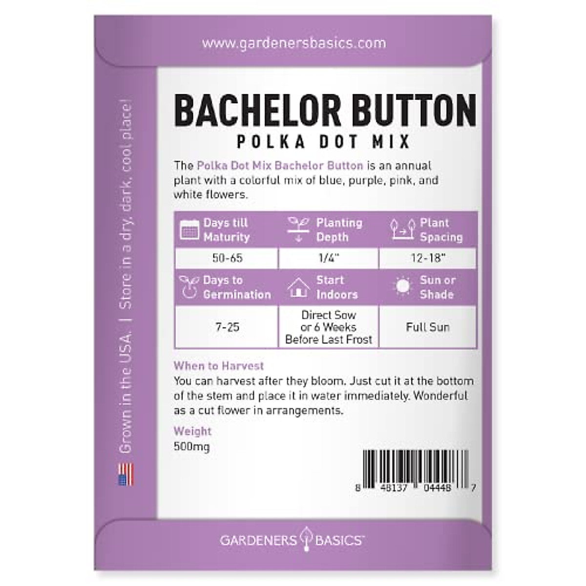 Bachelor Button Seeds for Planting Cornflower (Polka Dot Mix) - Pretty Mix of Bachelors Buttons Seeds Open Pollinated, Non-GMO, Great for Cut Flower Gardens by Gardeners Basics