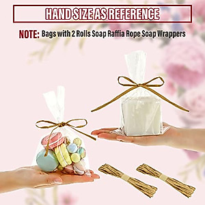 Tudomro Clear Soap Bags for Packaging Soap Wrappers Transparent Cellophane Bags Soap Packaging with Soap Raffia Rope for Homemade Soap Craft Gift Box Birthday Party Favor Packaging Supplies (100 Pcs)
