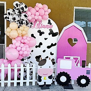 Cow Balloons Garland Arch Kit With Pink Double-Layer Nude Cow Print Balloon Animal Balloon Farm Cow Birthday Party Baby Shower Birthday Party Decorations