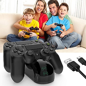 PS4 Controller Charger Charging Station, YCCSKY Wireless PS4 Chargers Controller PS 4 Twin Charger Charging Dock Station Stand PS4 Charger for PS4/PS4 Pro/PS4 Slim Controller, Black