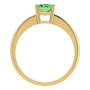 Clara Pucci 1.0 ct Radiant Cut Solitaire Green Simulated Diamond Bridal Designer Anniversary Engagement Ring 14k Yellow Gold