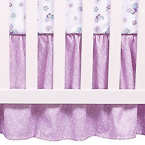 Sammy & Lou Butterfly Meadow 4-Piece Baby Nursery Crib Bedding Set for Girls, Includes Quilt, Fitted Crib Sheet, Crib Skirt, and Plush Toy