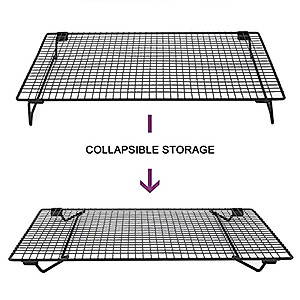 Asixxsix Cooling Rack, 17 x 11 Inches Oven and Dishwasher Safe Baking Rack, High Temperature Resistant Wire Rack with Small Mesh for Cooking, Roasting, Grilling, Dripping Dish, Fits Pans (Black)