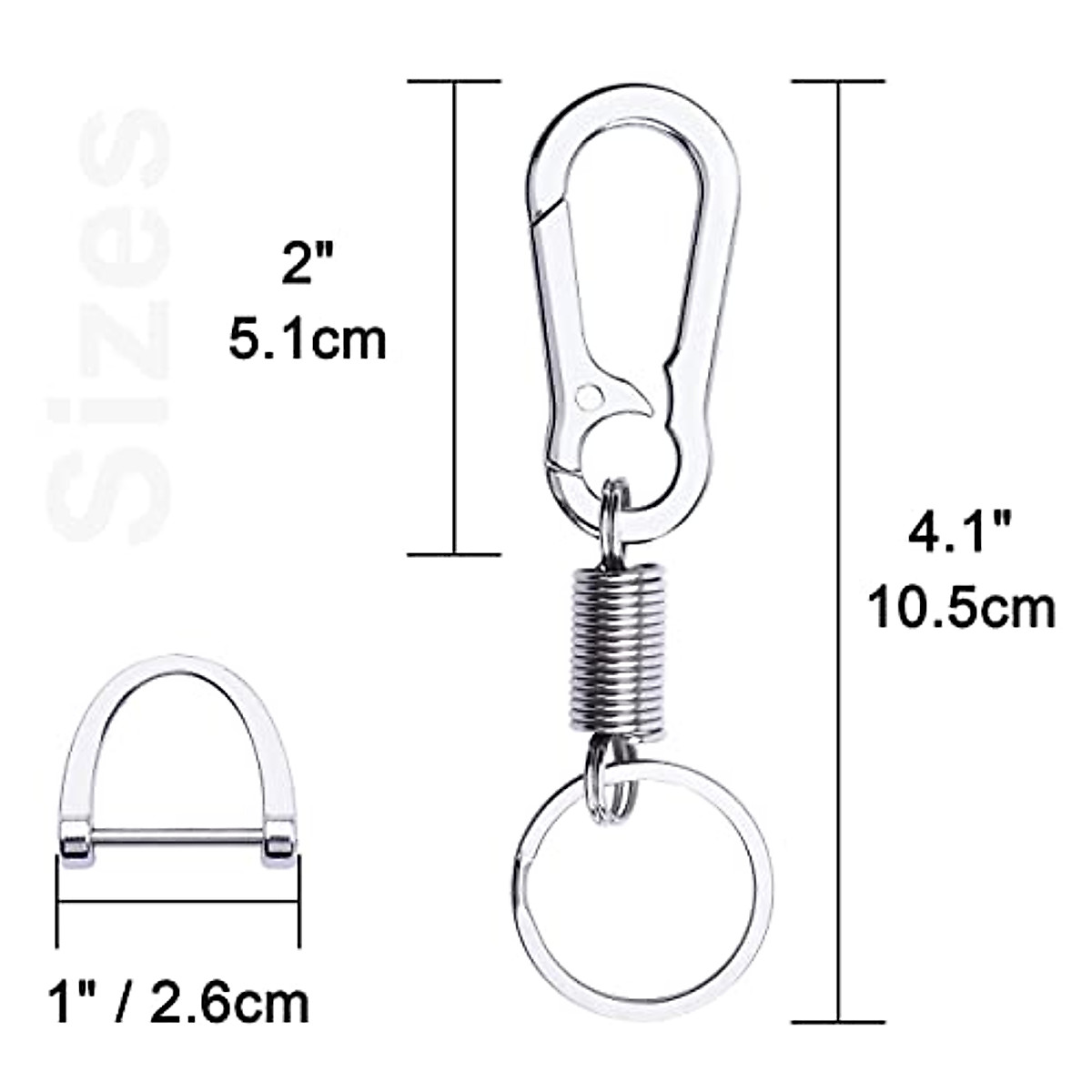 Wisdompro 2 Pack Keychain, Heavy Duty Zinc Alloy Key FOB Keychain Car Key Chain Holder with Anti-lost D-ring, Key Ring and Screwdriver for Men and Women - Black and Silver