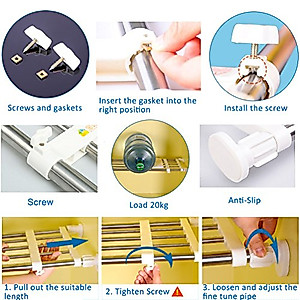 BAOYOUNI Tension Rod Shelf Expandable Closet Organizer Heavy Duty Adjustable Clothes Hanger Rack DIY Space Saver Layered Separator Divider 27.17''-36.02'', Ivory