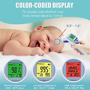 Amplim Digital Forehead Thermometer for Kids, Adults, and Babies - Touchless, Non-Contact Fever Thermometer with Temporal Head Function - No-Touch Thermometer for Accurate Temperature - FSA/HSA