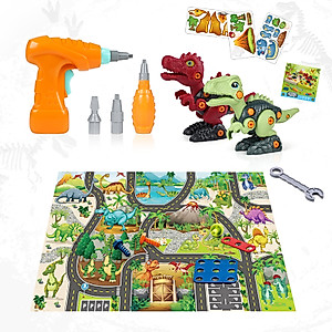 Dinosaur Take Apart Toys with Electric Drill for Kids, Dinosaur Toys for Kids 3-5, Dinosaurs Building Construction Toy Set Educational Learning STEM Toys Gift for 3 4 5 6 7 Year Old Boys & Girls