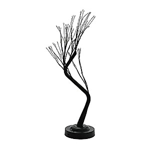 FUCHSUN Tabletop Tree Light Led Desk Lamp Artificial Tree for Home Office Decorative Branches for Party Halloween Holiday Battery USB Operated Bonsai with Timer (White Glow)