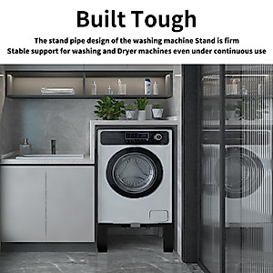 Zsytbyyds Full Size Heavy-Duty All Steel Laundry Pedestal Height 12 Inch Washing Machine Stand Universal Washer and Dryer Pedestal Adjustable Refrigerator Stand(Black)