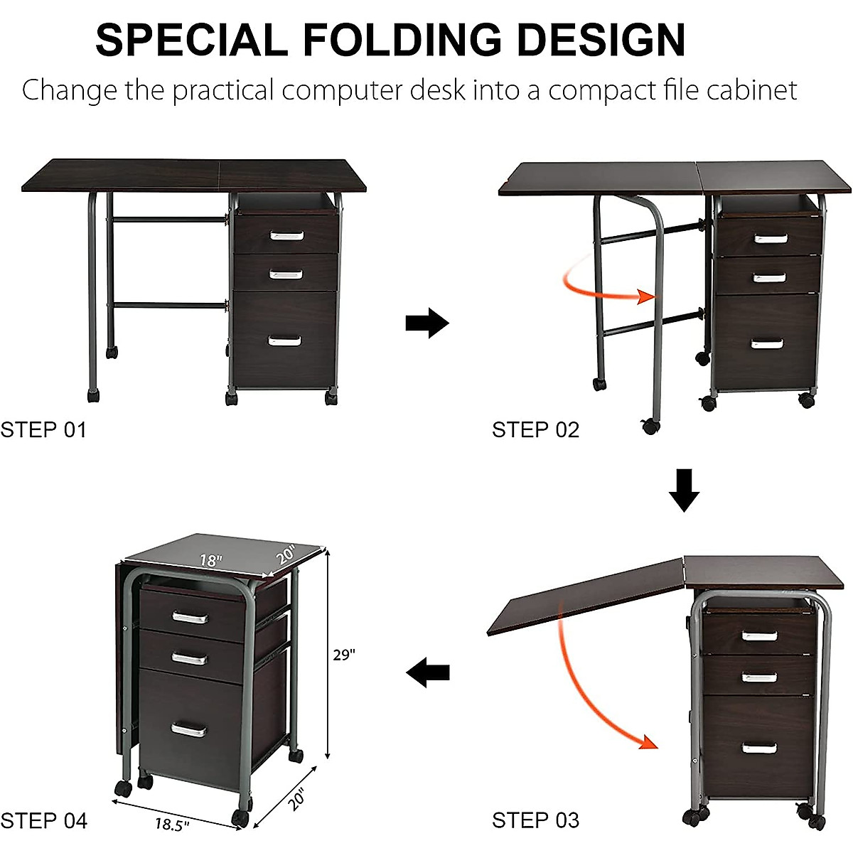 Computer Desk GR-66328BN-HW, Brown