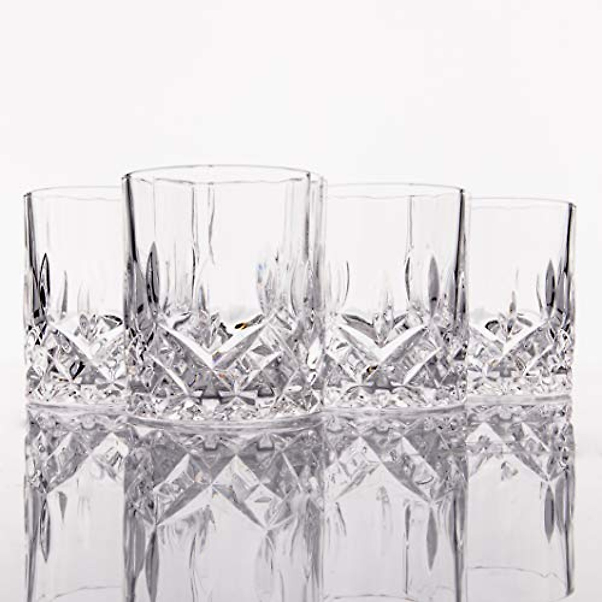 LEMONSODA Crystal Cut Old Fashioned Whiskey Glasses - 10oz Ultra-Clear Premium Lead-Free Crystal Glass Tumbler For Drinking Bourbon, Scotch, Cocktails (Set of 4)