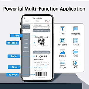 PUQU AQ20 Label Maker - Portable Label Maker Bluetooth Wireless Thermal Label Printer for Clothing, Jewelry, Retail, Cable, Mailing, Barcode and More, Compatible with Android & iOS System, Black