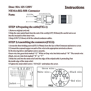 50 AMP Twist Lock Plug Female with Protective Cover, LL550C 50 AMP Generator Connector, CS6364 Generator Cord Cap 125 Volt//250 Volt Generator Plug