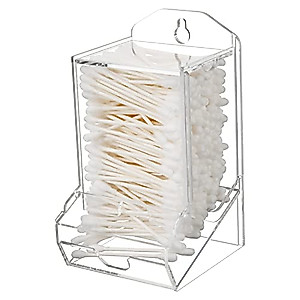 Beautyflier Qtip Dispenser Cotton Swab Holder, Large Acrylic Q Tip Dispenser Storage Organizer Modern Containers Countertop Decor for Bathroom Restroom (Clear, Cotton Swab Dispenser Only)