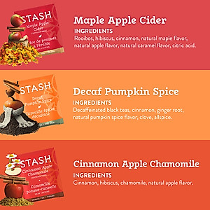 Stash Tea Fall for Autumn 6 Flavor Tea Sampler, 6 Boxes With 20 Tea Bags Each (120 Tea Bags Total)
