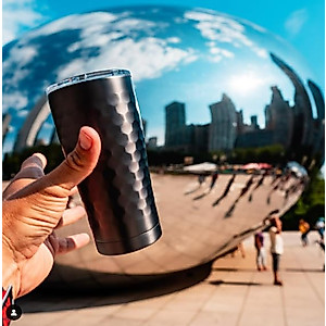 Seriously Ice Cold SIC 20 Oz. Double Wall Vacuum Insulated 18/8 Stainless Steel Travel Tumbler Mug | Powder Coated with Splash Proof BPA Free Lid | Coffee, Tea, Wine, and Cocktails (Hammered Gunmetal)