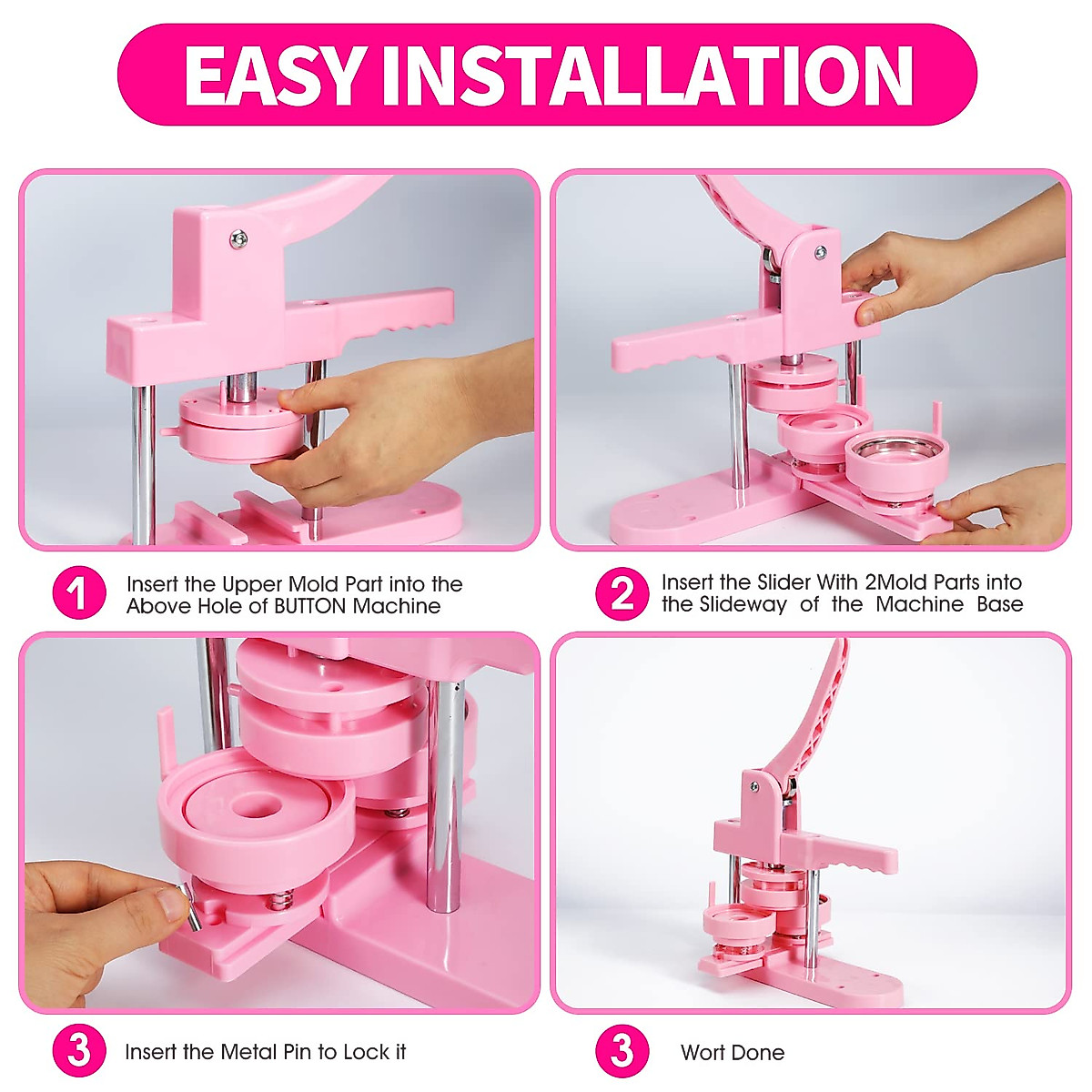 Upgrade Button Maker Machine Multiple Sizes,Pin Maker Machine 1+1.25+2.25 inch Press Machine, Pin Backs, Plastic Films & Circle Cutters