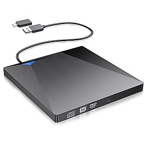 VersionTECH. External CD DVD Drive USB 3.0 Type-C, Portable USB C Superdrive Burner Player Writer CD DVD +/- RW, Compatible for Windows 10 8 7 XP Vista Mac OS Linux for Mac Pro Air iMac Laptop
