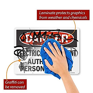 SmartSign - U9-1488-ND_10x14 "Danger - Electrical Equipment, Authorized Personnel Only" Label | 10" x 14" Laminated Vinyl Black/Red on White