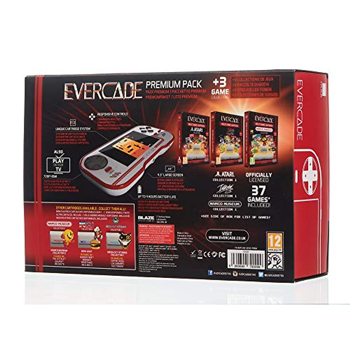 Evercade Premium Pack [EU] Includes 3 Cartridges: Atari Volume 1, Namco Museum Volume 1, and Interplay Volume 1