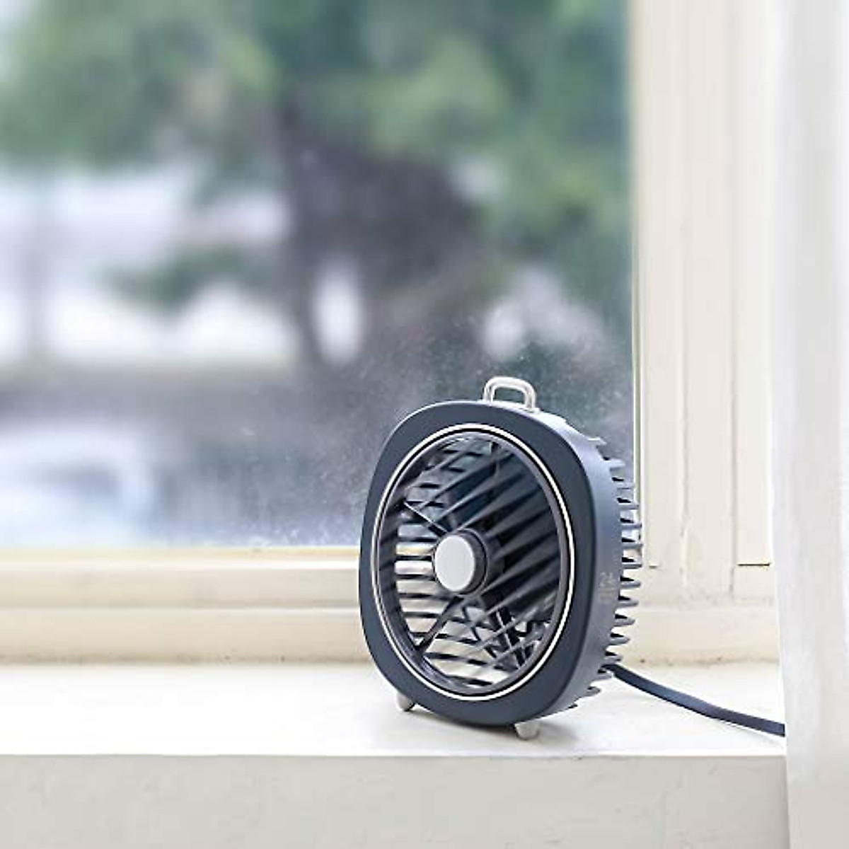 Toxz Portable Mini Fan Desktop Rotating Fan with Night Light,USB Rechargeable,Silent 3-Speed Wind,Simple Durable Small Fan,125x57x135mm
