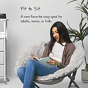 Urban Shop Oversized Mongolian Faux Fur Saucer Chair, Silver