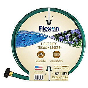 Flexon 1/2-Inch by 50-Foot Reinforced Garden Hose FR1250,Green